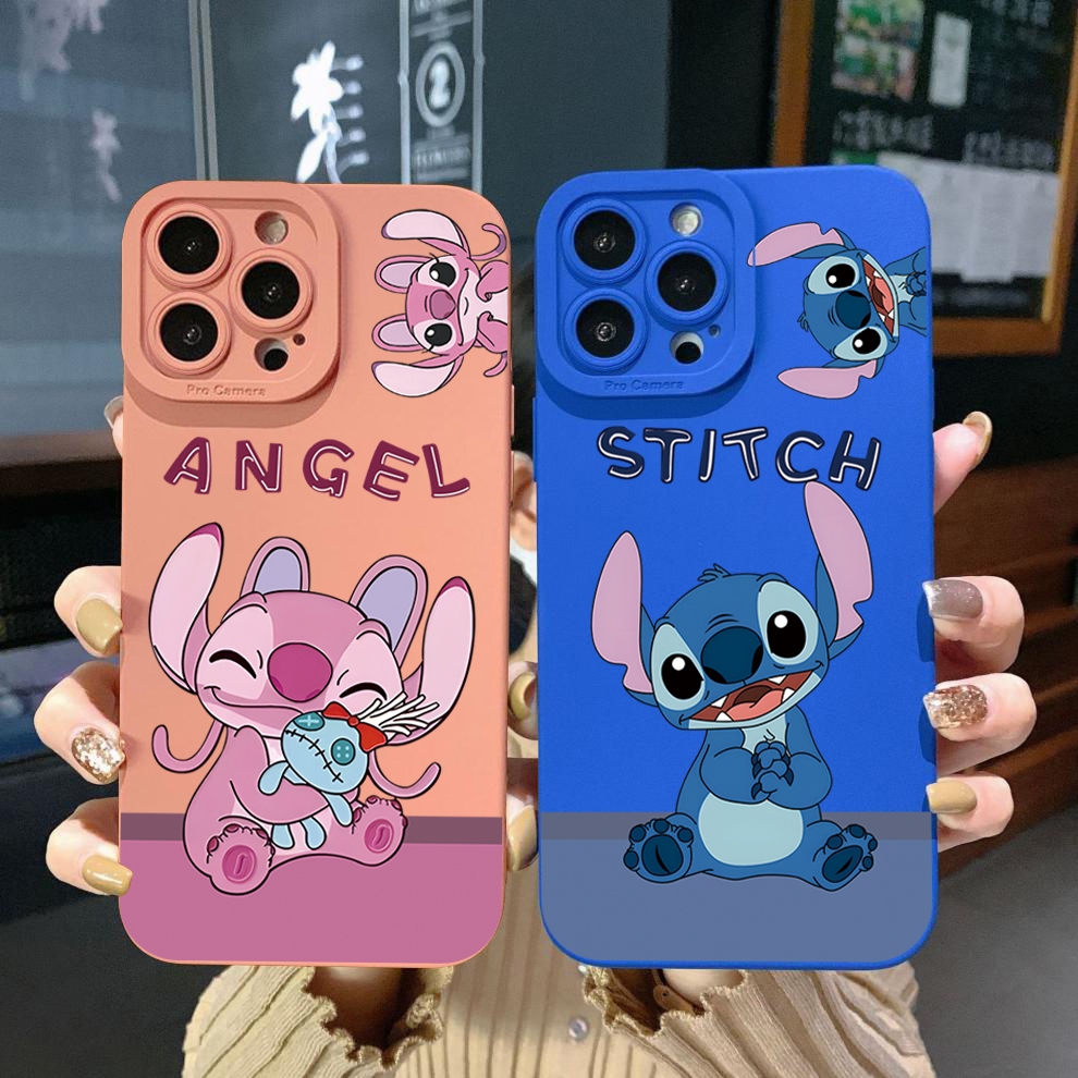 Para Samsung Galaxy S24 S23 Ultra S22 Plus Nota 20 S21 FE S20 Angel Stitch Cute Couple Square ...
