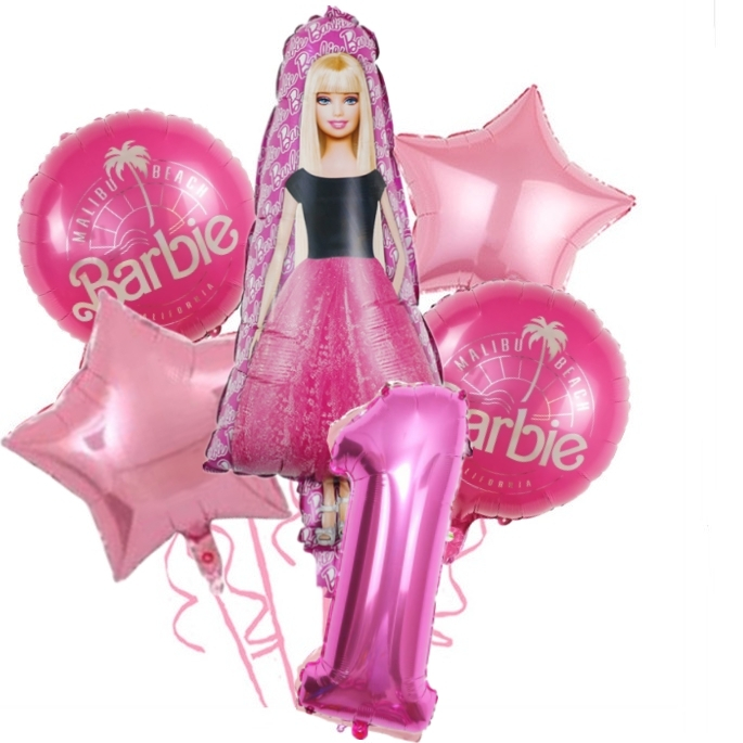 Conjunto De 7pcs Balão Barbie Rosa Quente Com De Látex E Folha De ...