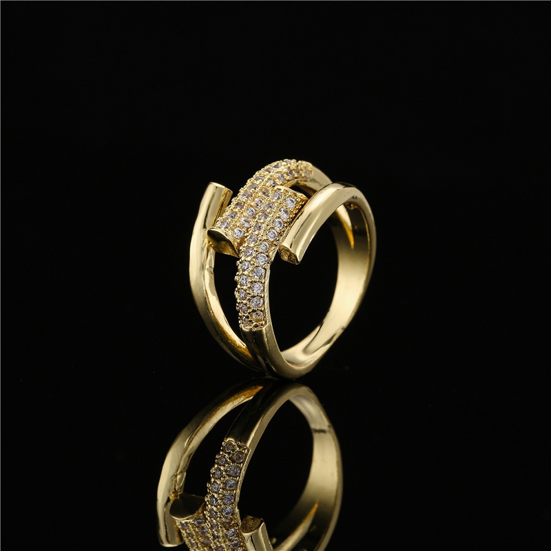 Fashion Gold All Cubic Zirconia Inlaid Wedding Ring Com Design ...