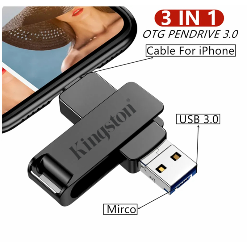 Kingston USB 3.0 Micro Flash Drive 512GB 1TB Vara Para iPhone/Android ...