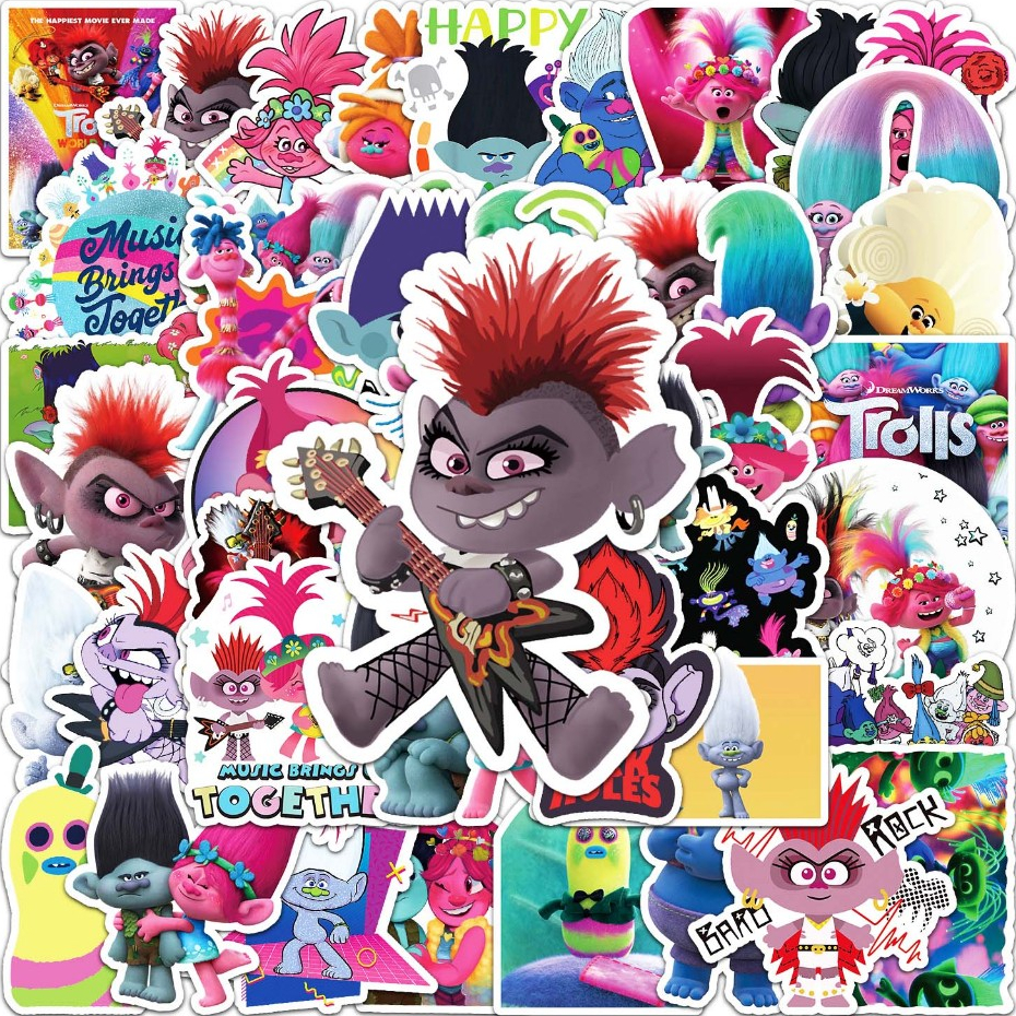 50 Piece Funny Trolls Cartoon Graffiti Autocolantes À Prova D'água Para ...