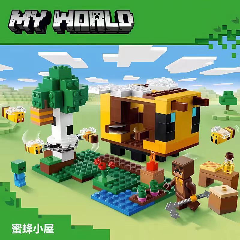 1743pcs Minecraft Scene Collection Series Bee Hut Mushroom House ...