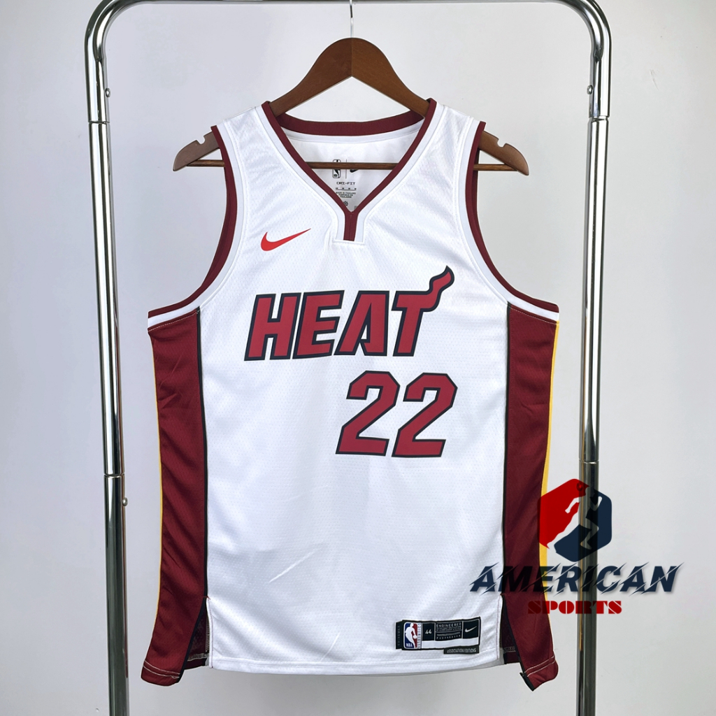 Masculino Camisa Miami Heat Jimmy Butler Camiseta 2023NBA Nova Branca ...