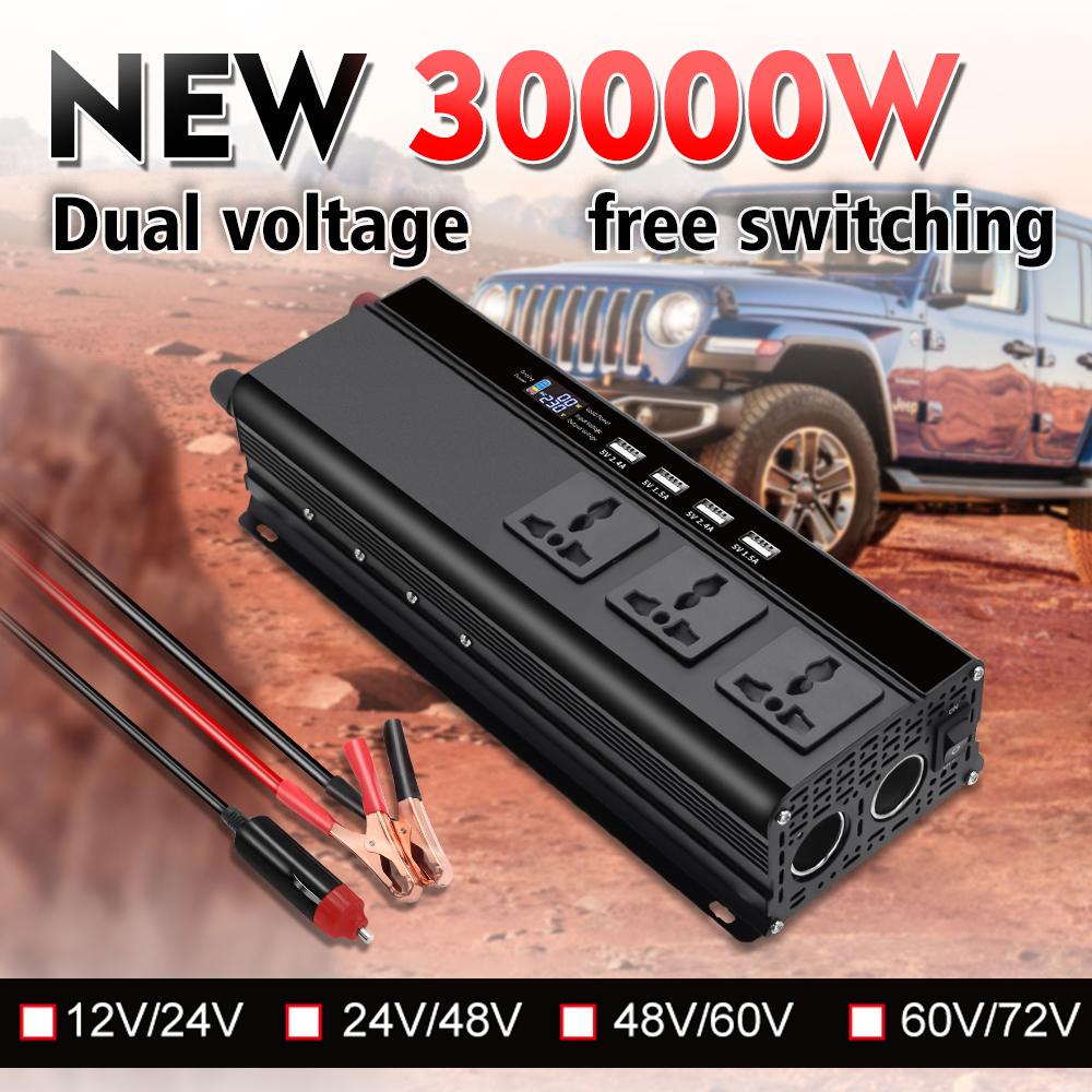 Inversor De Energia Solar Para Carro De 30000W Conversor DC 12V AC 220V Modificado De Onda Seno ...