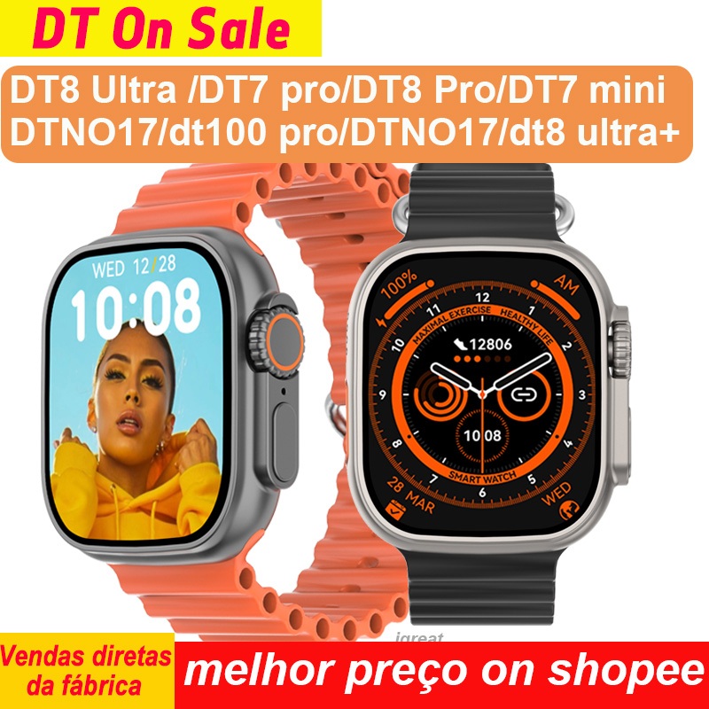 DT À Venda DT100 Pro MAX DT7 + DT8 Ultra Plus DTNO17 DT7 MINI Relógio Inteligente 40mm 44mm 45mm ...