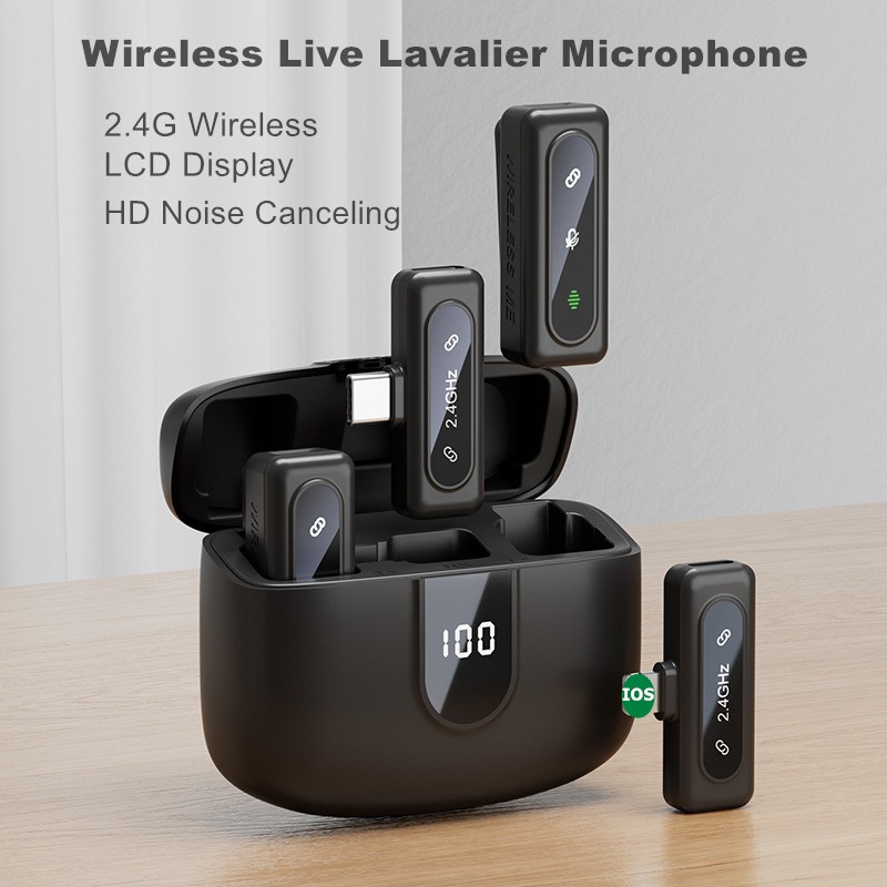 J50 Microfone De Lapela Sem Fio Com Visor LCD Caixa De Carga Lavalier ...