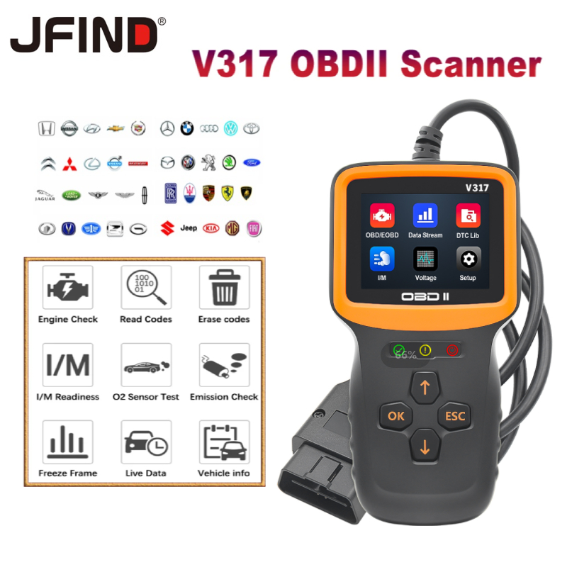 V317 Leitor De Código OBDII Ferramenta De Verificação Do Motor ...