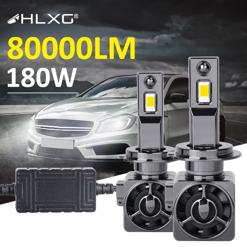 Super Brilhante 】 HLXG 80000LM 180W Turbo LED H7 Canbus H4 Farol De Carro H1 H11 9005 9006 HB3 ...