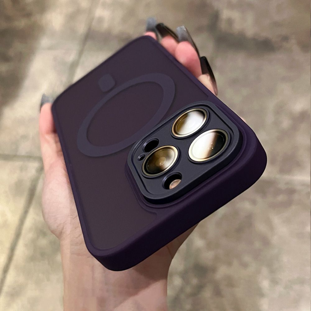 Estojo Magnético Fosco Preto Premium Para Telefone IPhone 15 14 Plus 13 12 11 Pro Max Com Lente ...