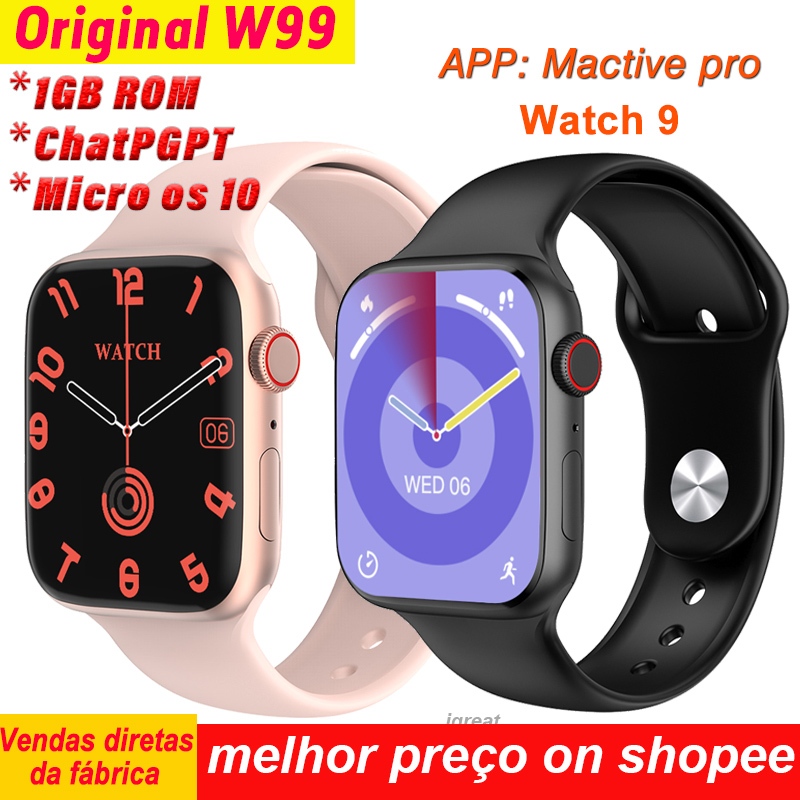 W99 Relógio Inteligente Homens 1GB ROM ChatGPT 45MM OS10 Bússola NFC Jogo De Sentimento De ...