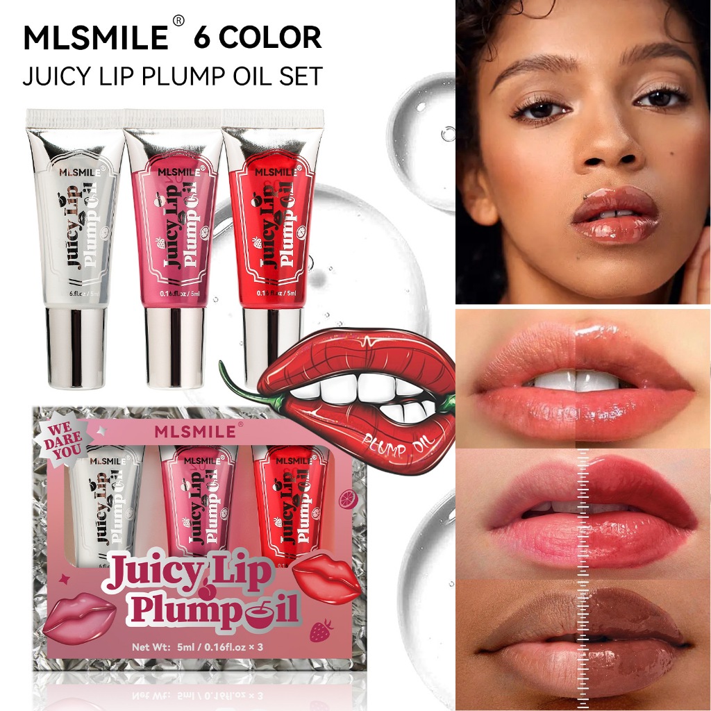 Conjunto de Óleo Labial Mlsmile Roll-On para os Lábios Gloss Hidratante ...