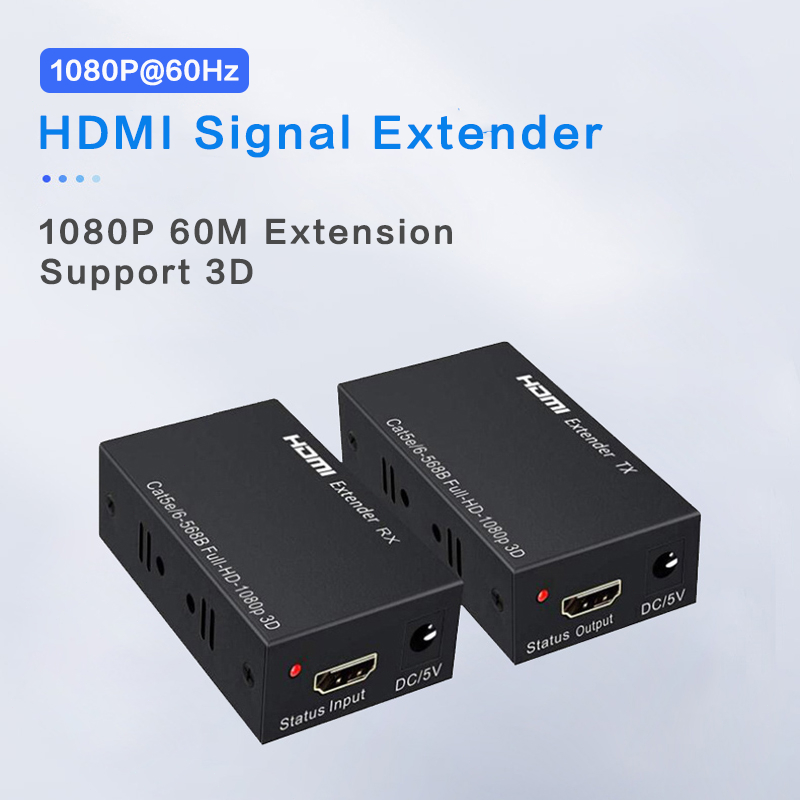 Extensor HDMI 60M | Conversor Para Lan 1080P 3D RJ45 Receptor ...