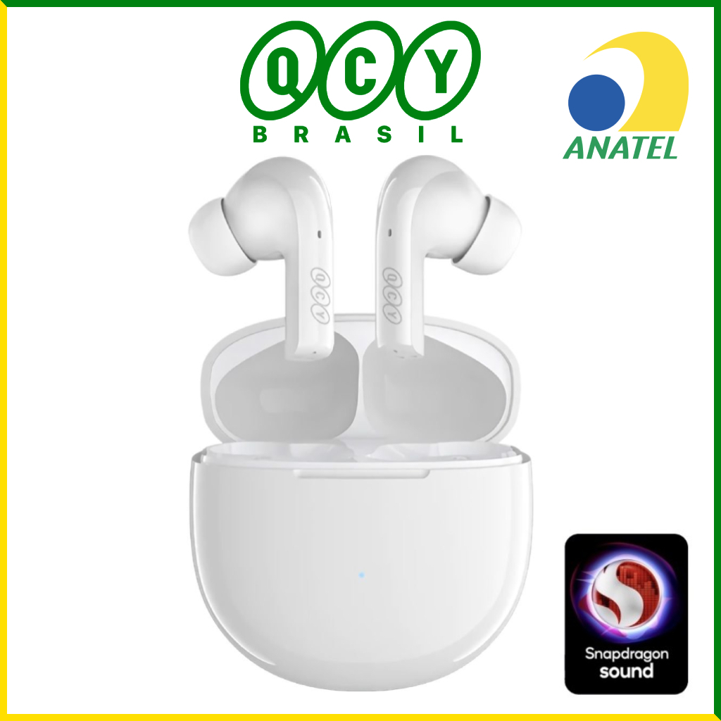QCY T18 Fone De Ouvido Sem Fio Bluetooth V5.2 QCC3050 aptX Voz 32kHz 4 Mic CVC Chamada HD ...