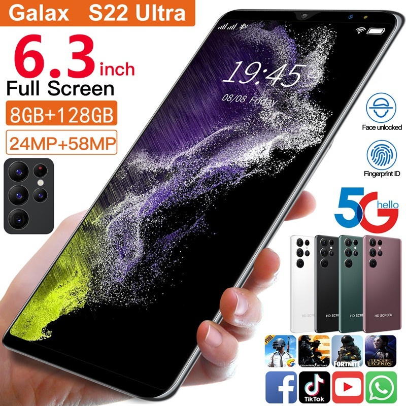 Telefone Celular Barato 6,3 Polegadas 8GB RAM 128GB ROM 5G Smartphone ...