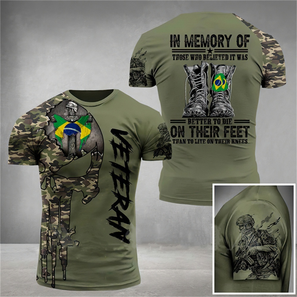 Comando Tático Do Exército Brasileiro Camiseta Camuflagem Homens Manga Curta Feminina Veteranos ...