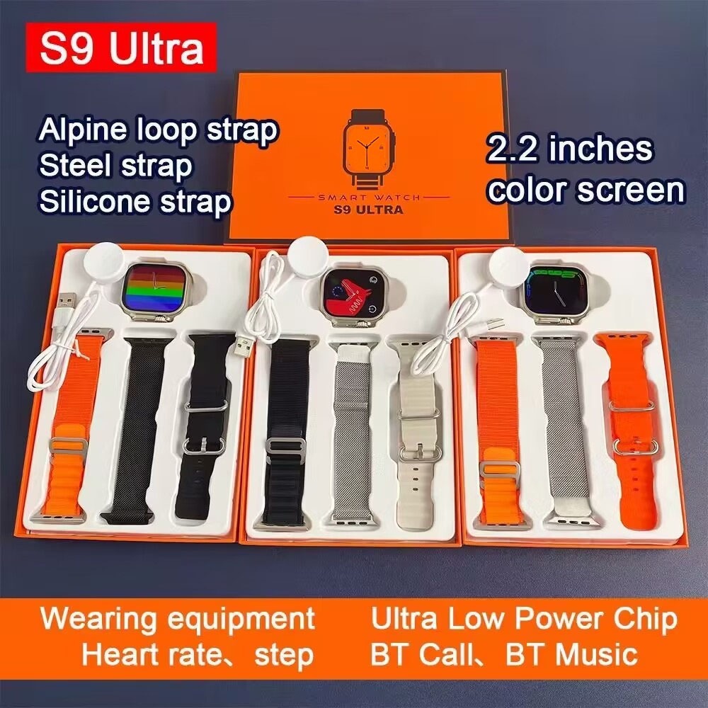 Smartwatch S9 Ultra 3 Straps Homens Mulheres 49MM Bluetooth Chamada De ...