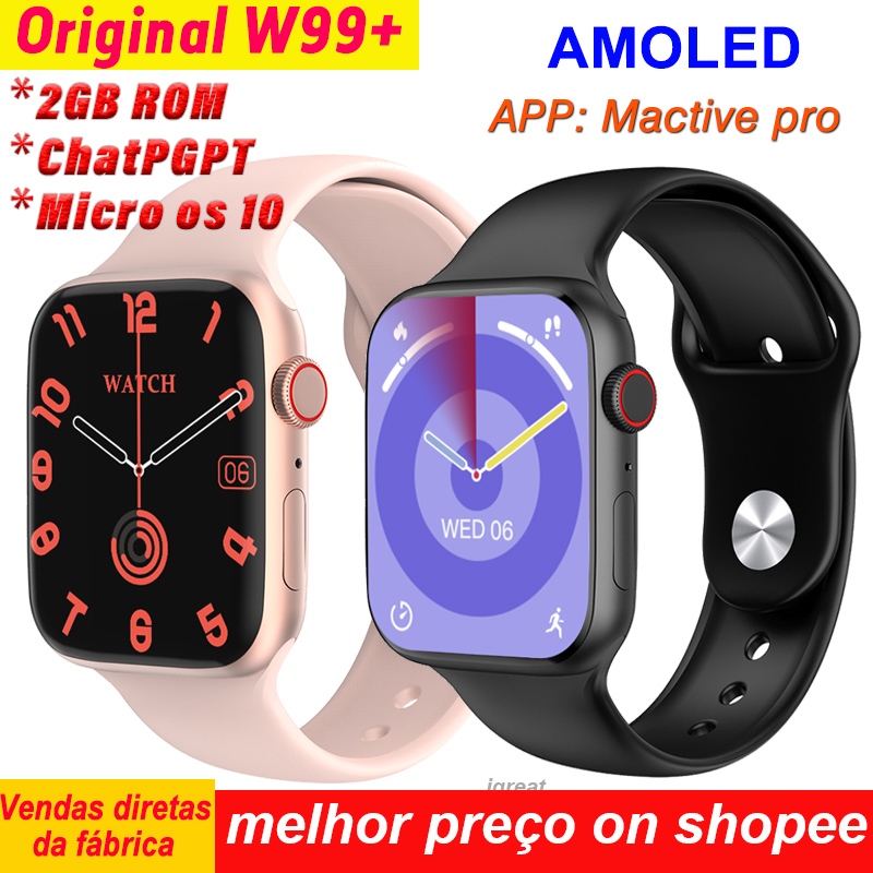 Microwear AMOLED W99+ Smart Watch Amoled 2GB 45MM OS10 Compass NFC Game ...