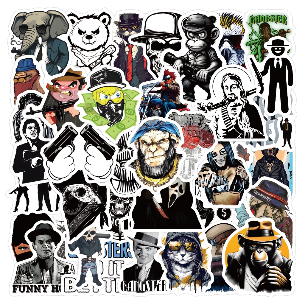 62pcs Gangster Sticker Pack Vinil Autocolante À Prova D'água ...