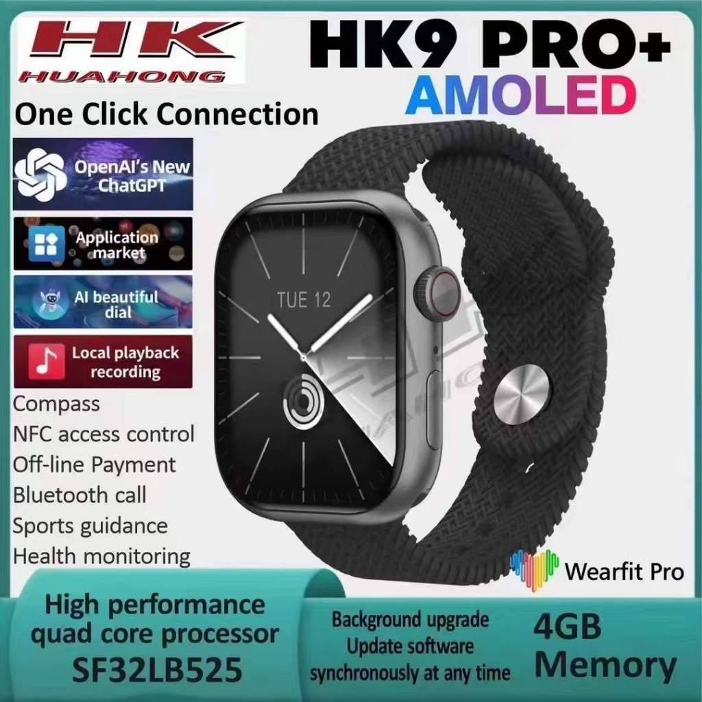 AMOLED HK9 Pro Plus Ultra 2 Smartwatch 2GB Armazenamento HK8 Max Gen2 Relógio 9 NFC Relógios ...