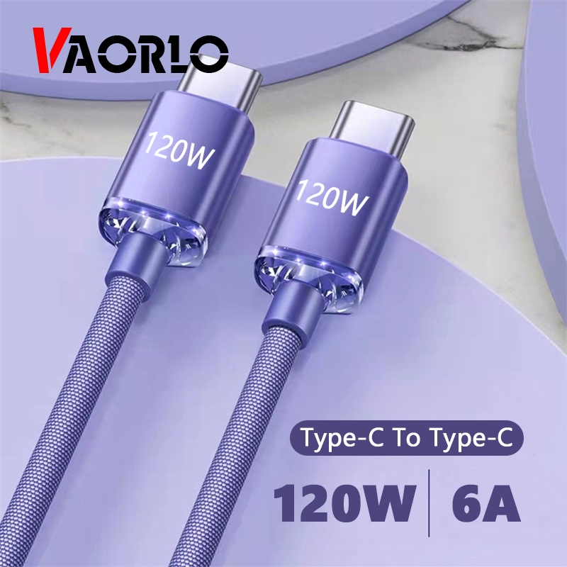 Cabo VAORLO PD Tipo C Para Carga Rápida 120W 6A-Super Carregamento Compatível 66W 48W | Shopee ...