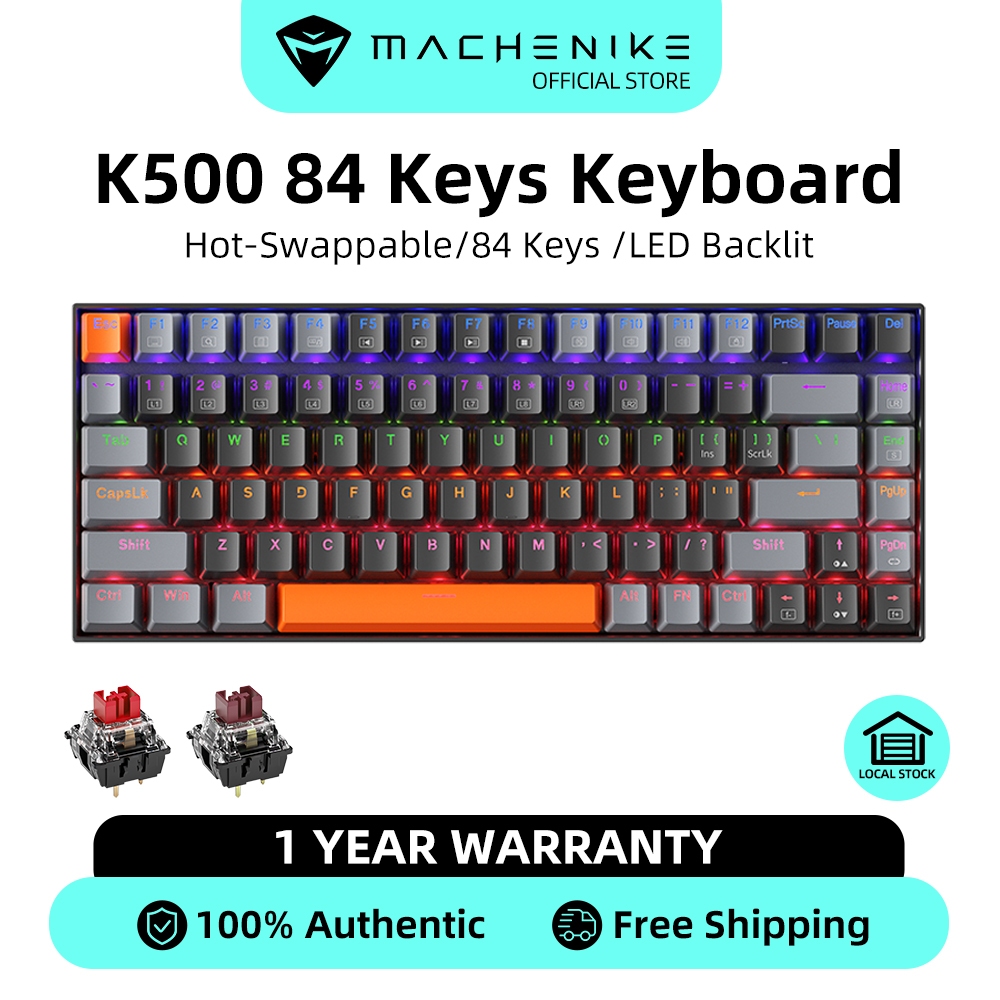 Teclado Mecânico Machenike K500 B84 Hot-Swappable 84 Teclas De Jogo LED Retroiluminado ...