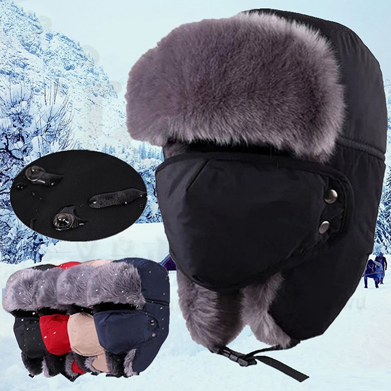 KRHB Outdoor er Hats Winter Men Chapéu De Ushanka Russo Quente Com Aba ...