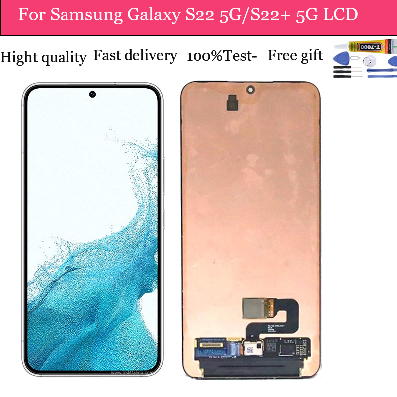 Visor 100 % Original S22 + Para Samsung Galaxy S22 LCD S901B/DS S901U Digitalizador De Tela ...