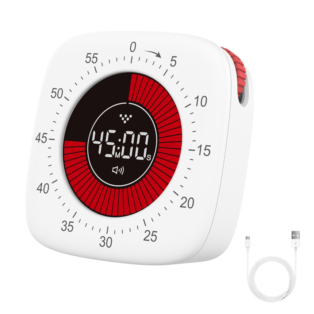 Temporizador Visual Digital Silencioso Recarregável Com 4 Modos De Alarme , De 60 Minutos E ...