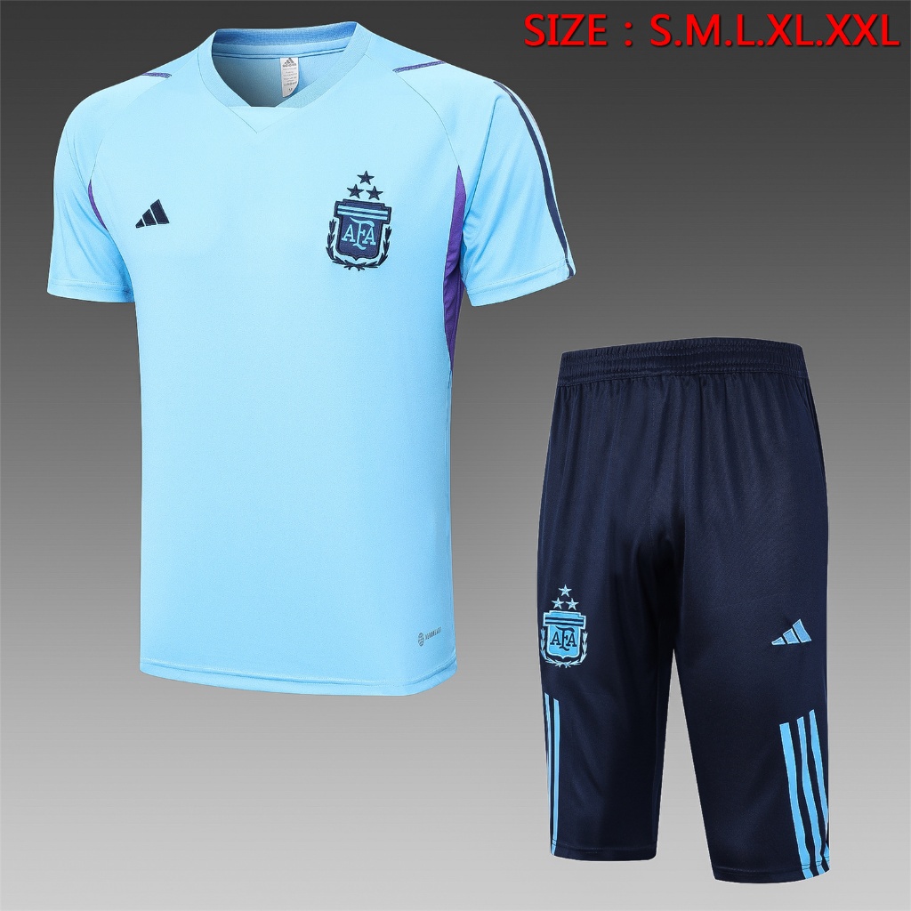 Azul Argentina Short-Sleeved Football Training Uniform Kit Uniformes ...