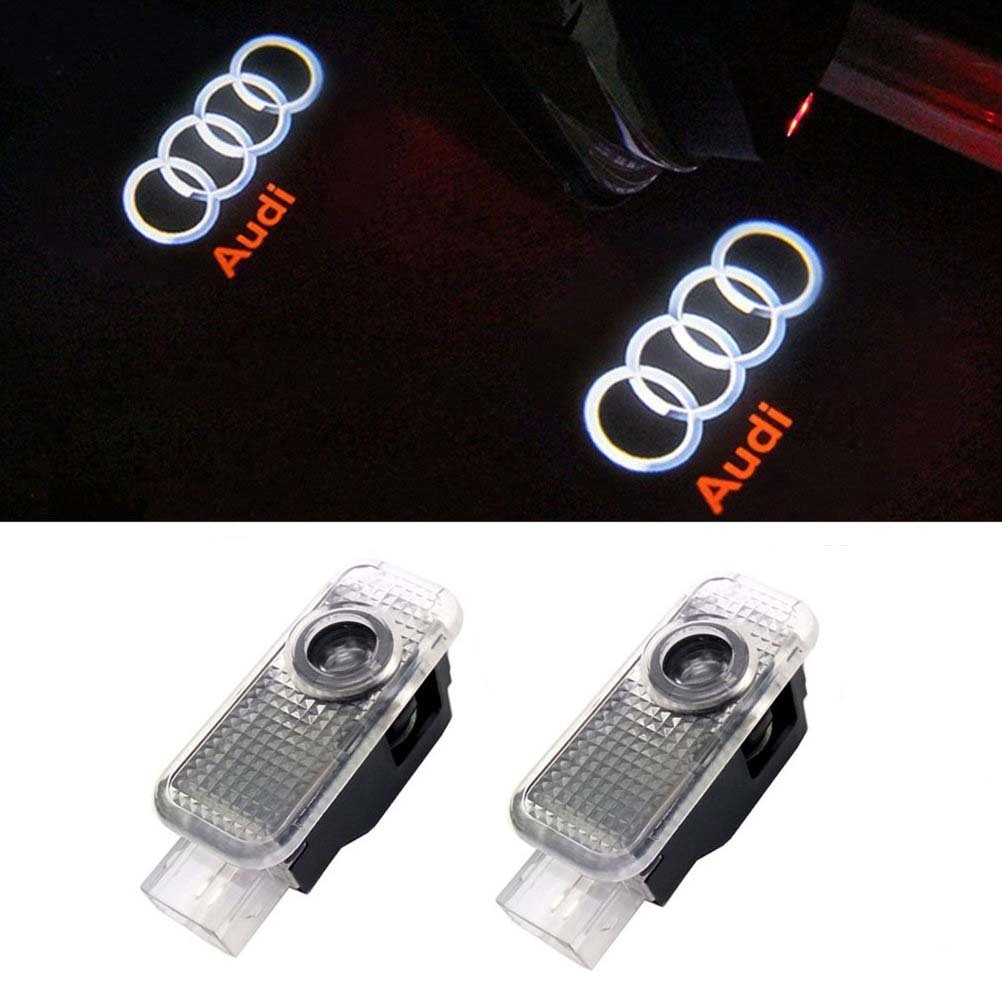 2pcs audi car door led welcome logo light projector accessories ...