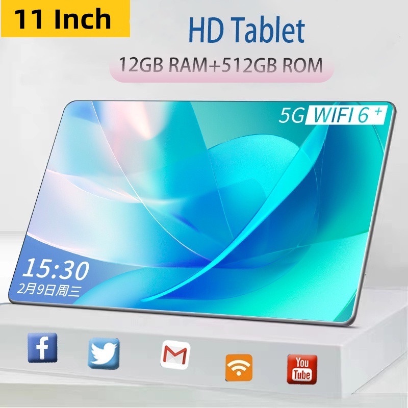 11 Polegadas tablet 12 + 512GB 5G Tela Grande android Dual SIM Card ...
