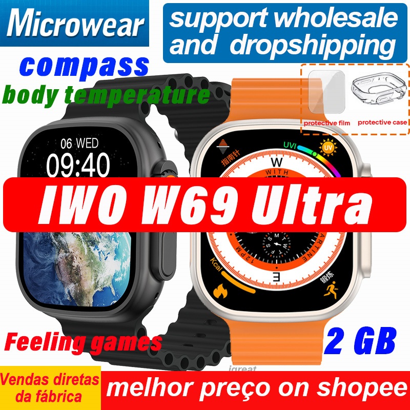 Microwear W69 Ultra Smart Watch 2GB ROM 49MM 9 Series Bússola GPS Rastreador NFC Feel Game BT ...