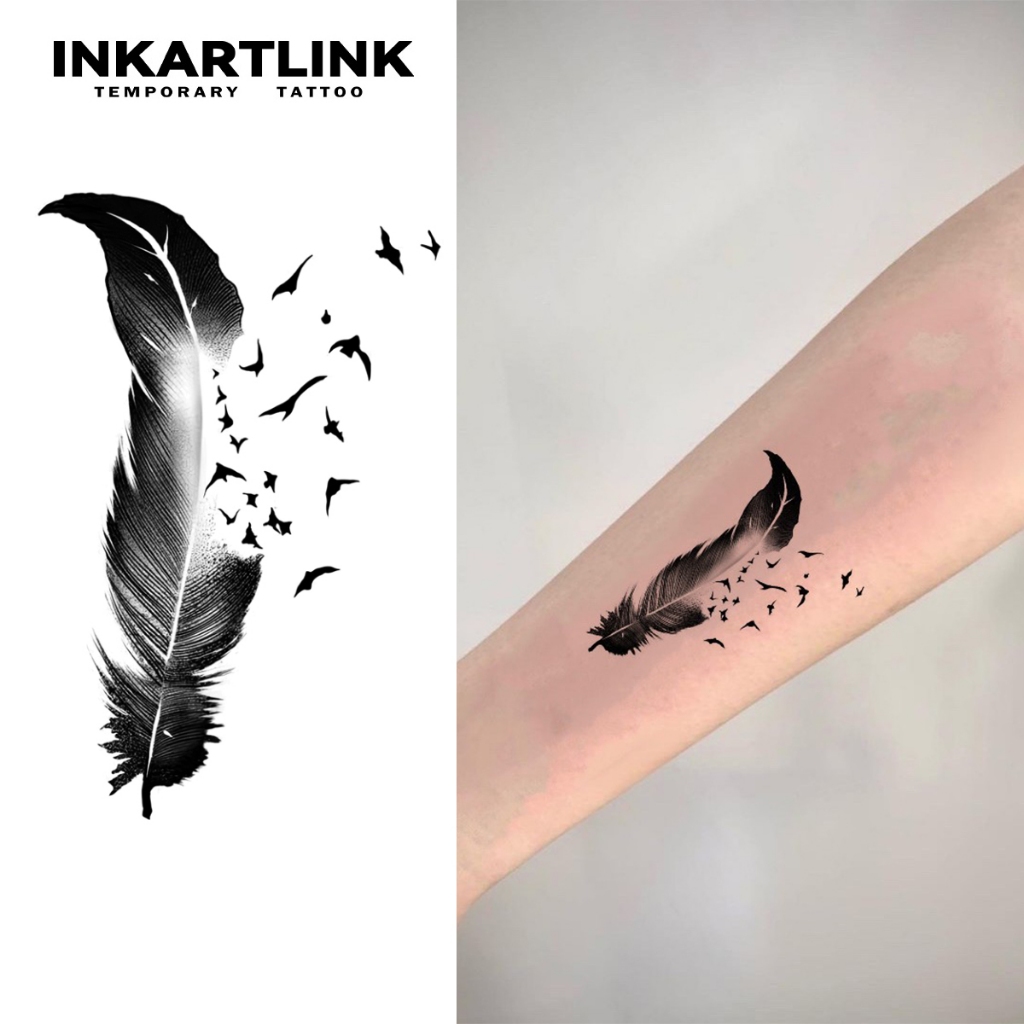 Adesivos Temporários Para Tatuagem De Penas Mágica De Longa Duração À