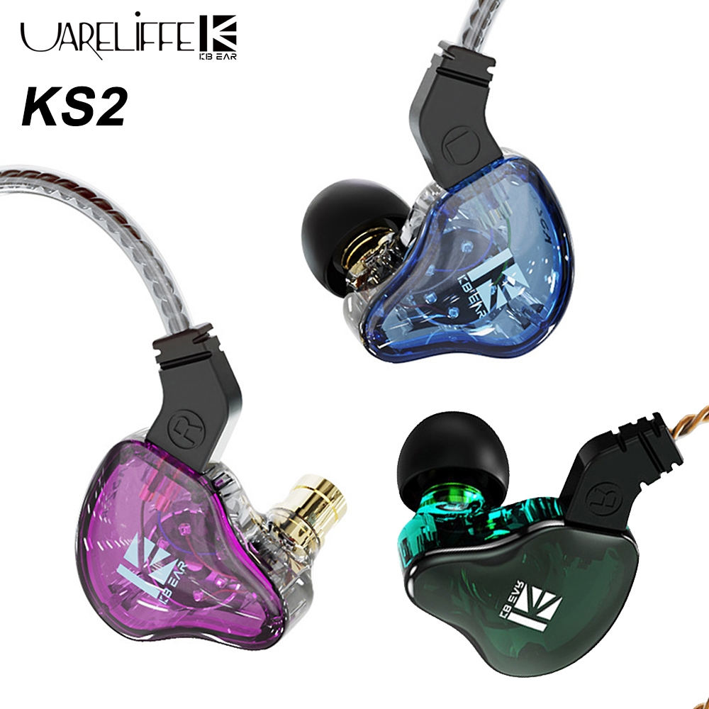 Uareliffe KBEAR KS2 Fones De Ouvido Com Fio HiFi Sound Hybrid DD + BA Monitor Intra-Auricular ...