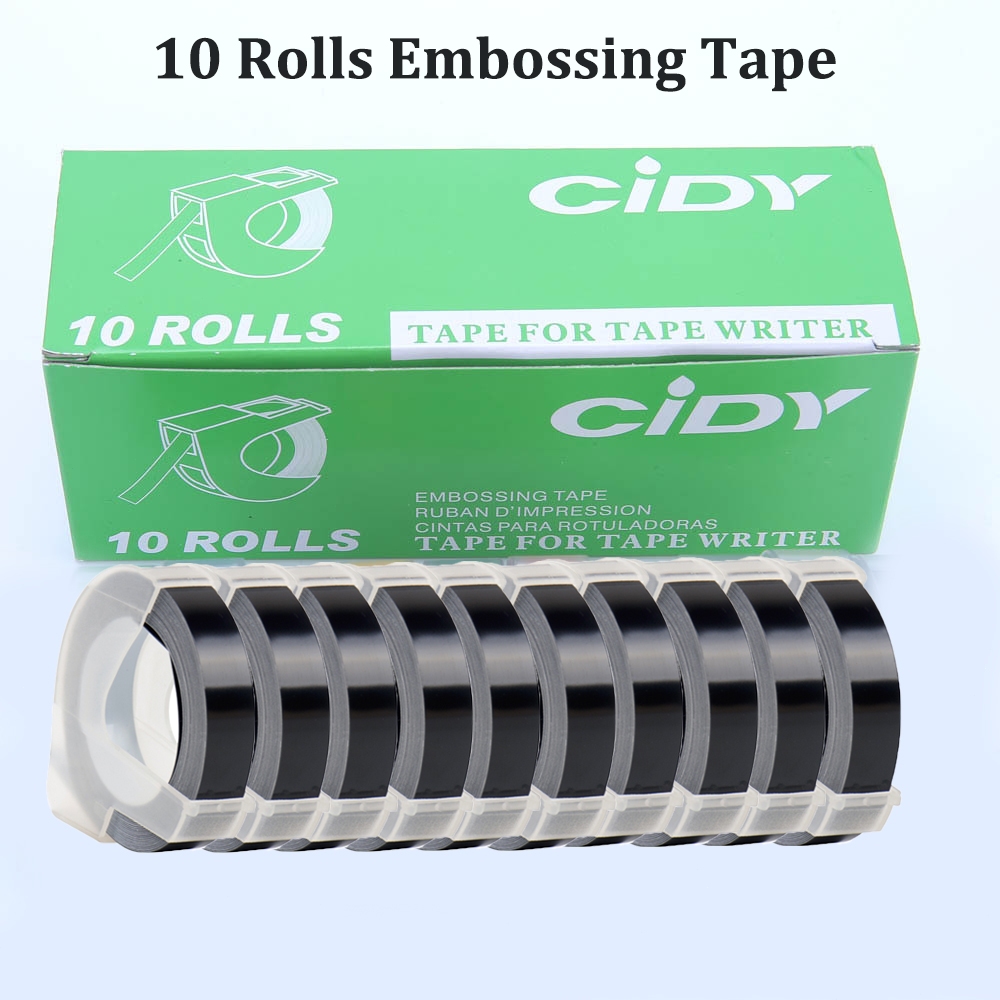 10Rolls 3D Embossing Tape Refill Para Dymo 12965 MOTEX E101 Máquina De Rotulagem Etiquetadora ...