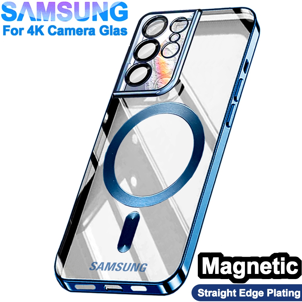 Para Samsung Galaxy S20 S21 S22 Ultra Plus S20FE S21FE Carga Sem Fio De Luxo Magnética ...