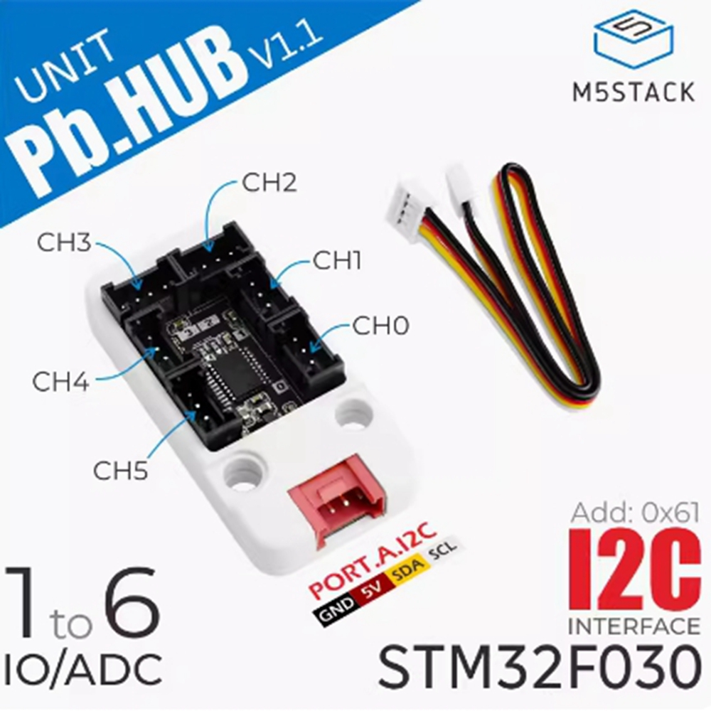 M5Stack PbHUBV1.1 I/O HUB 1 Fio De 6 mini Módulos De Expansão STM32F030 - Faz a Boa!