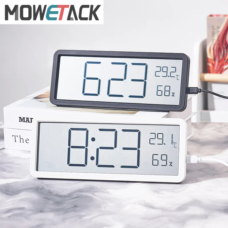 Tela LCD Relógio De Parede Digital LED Com Bateria Tempo Alimentado Por ...