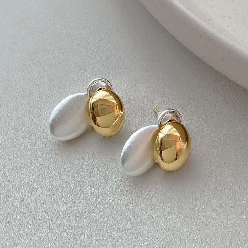 Versão Coreana Dos Brincos De Feijão Dourado Escovado Minimalista ...