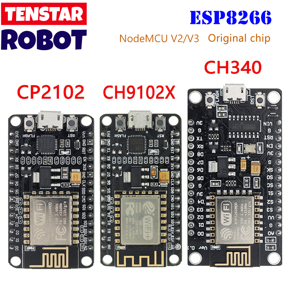 Módulo Sem Fio CH340/CP2102/CH9102X NodeMcu V3 V2 Lua WIFI Internet of Things Placa De ...