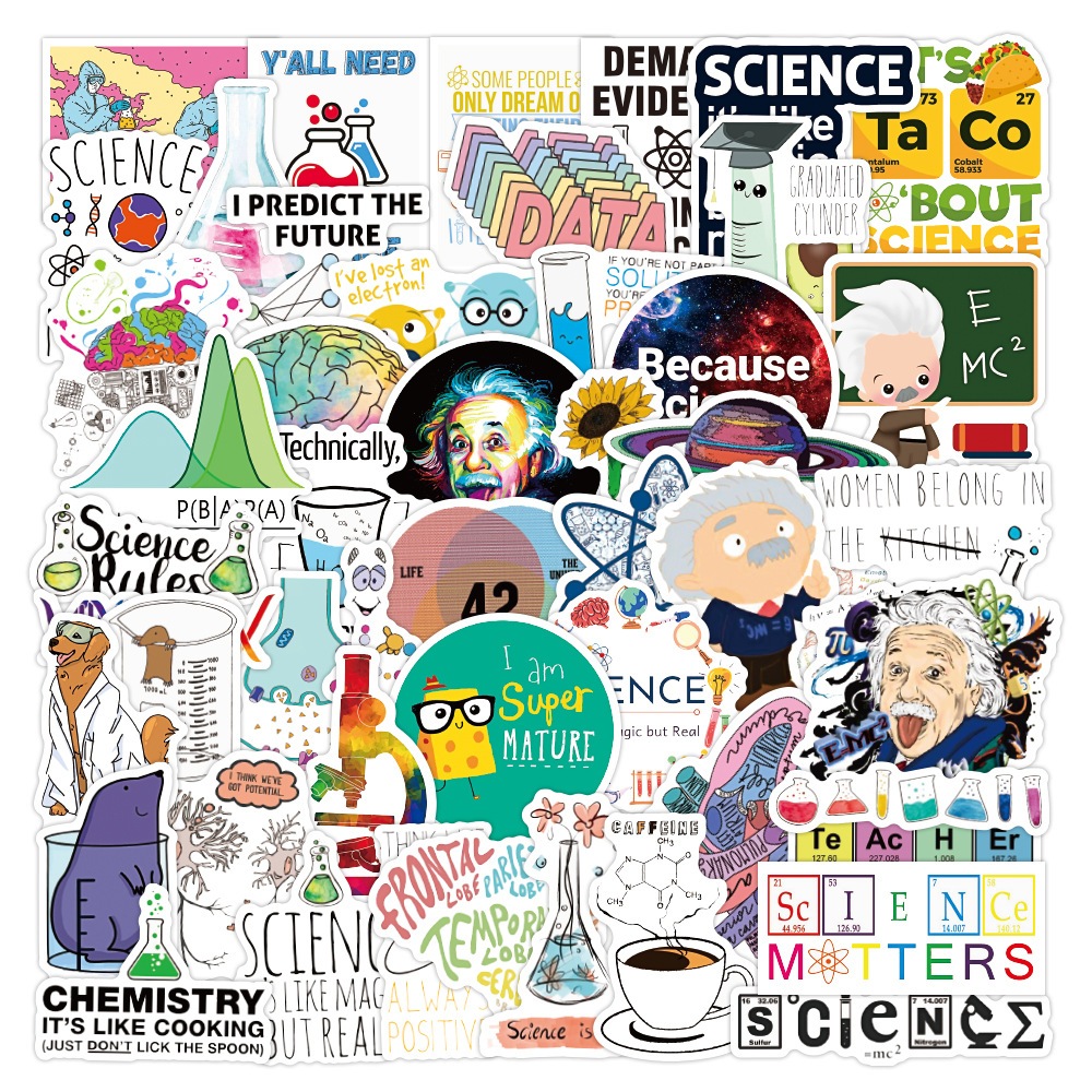50pcs Adesivos Fofinhos De Química Ciência Da Pacote De Vinil À Prova D ...