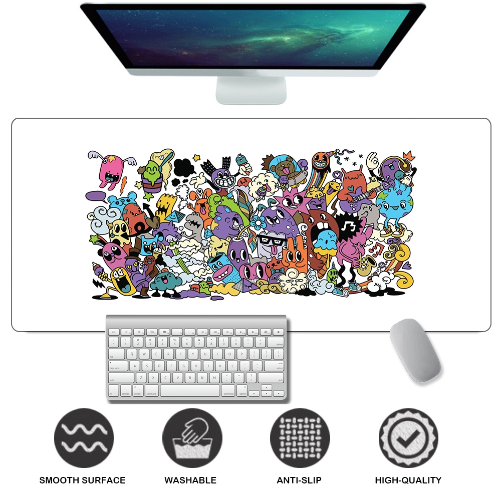 Doodles Mouse Pad Preto Grande Mousepad Extendido XL Gaming Deskpa ...