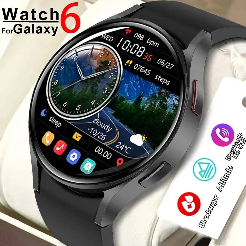 2024 Novo Para Galaxy Watch 6 AMOLED Smart Men Glicose Sanguínea Bluetooth Call NFC GPS Sports ...