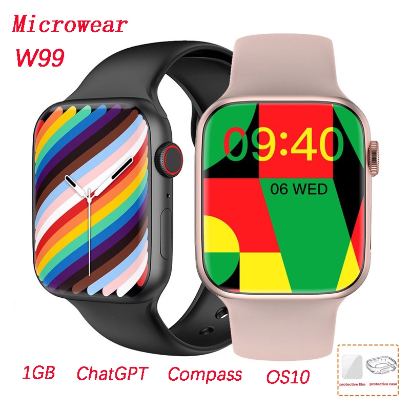 Novo W99 Smart Watch 1GB ChatGPT 45MM OS10 Bússola NFC Jogo De Sentimento De Chamada Bluetooth ...
