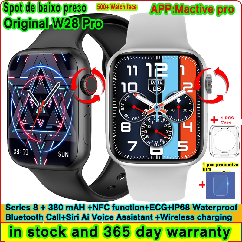 Relógio Smartwatch Original W28 Pro Série 8 Senha Bluetooth Chamada NFC ...