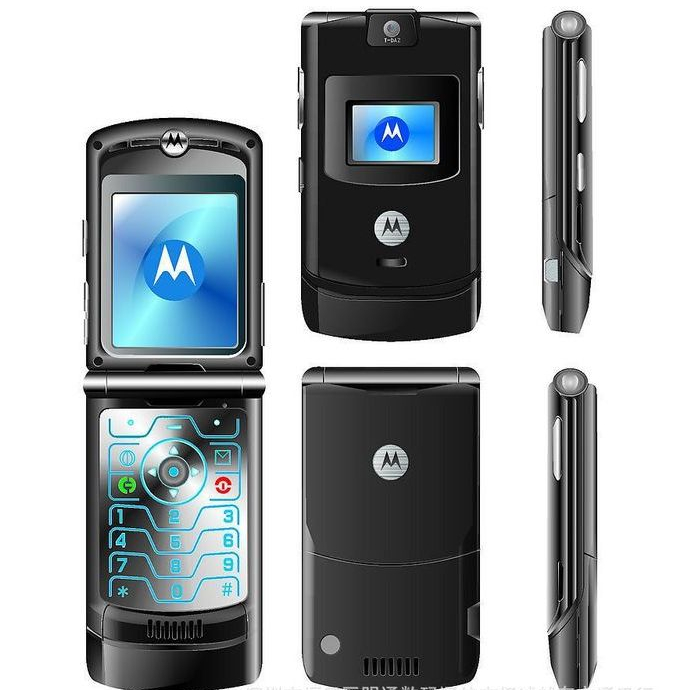 Mo tor ola V3 Telefone Celular Versão Mundial Flip GSM Quad Band ...