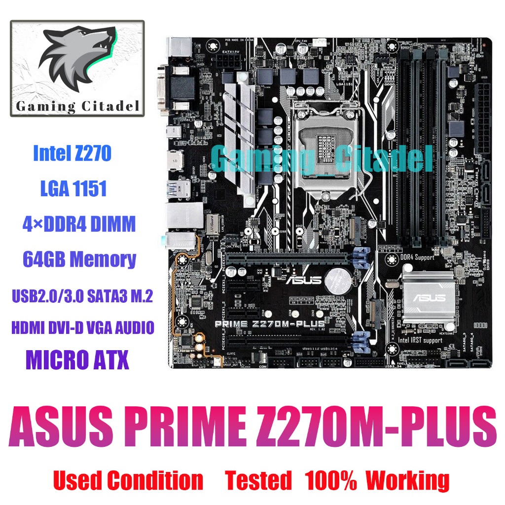 Placa-Mãe ASUS PRIME Z270M-PLUS M-ATX Intel Z270 LGA1151 DDR4 SATA3 ...
