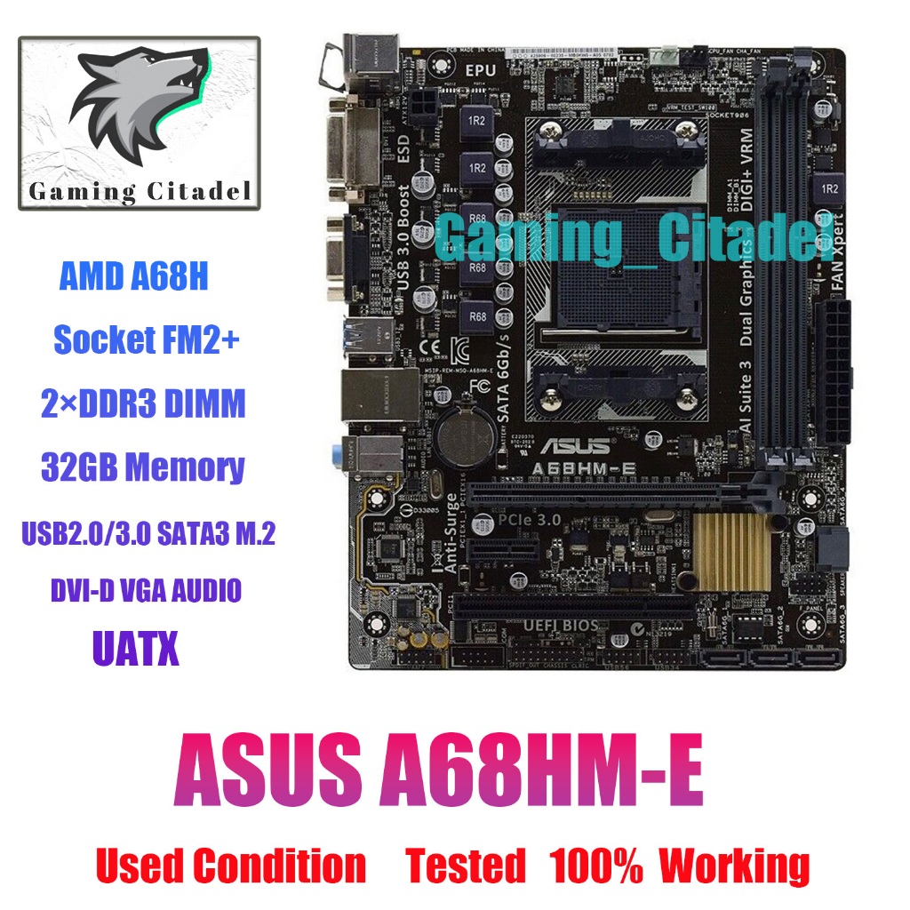 Placa-Mãe ASUS A68HM-E uATX AMD A68H Soquete FM2 + DDR3 32GB SATA3 DVI ...
