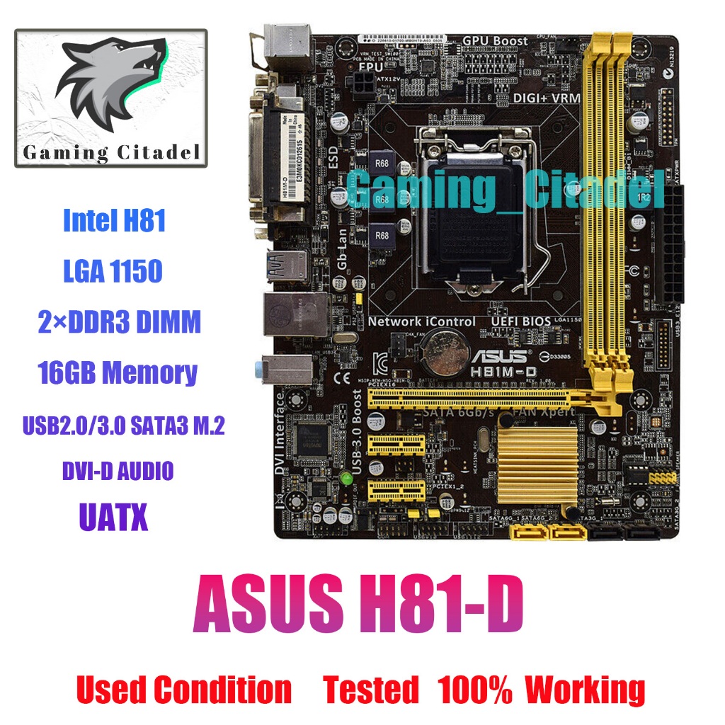 Placa-Mãe ASUS H81M-D uATX Intel H81 LGA1150 DDR3 16GB SATA2/3 DVI VGA Áudio | Shopee Brasil