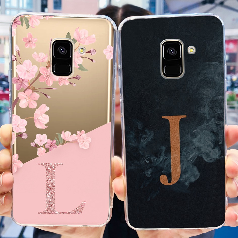 Para Samsung Galaxy A8 (2018) Capa A530 SM-A530F Cartas Bonitas Flor De Silicone Transparente ...
